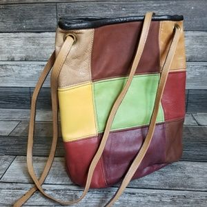 Bags | Vintage Leather Patchwork Bucket Bag | Poshmark